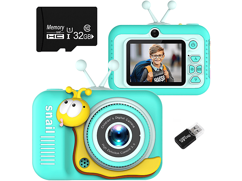KINSI XWN Snail Digitalkamera 32GB 2,0" IPS Kinderkamera Schnecke, IPS ...