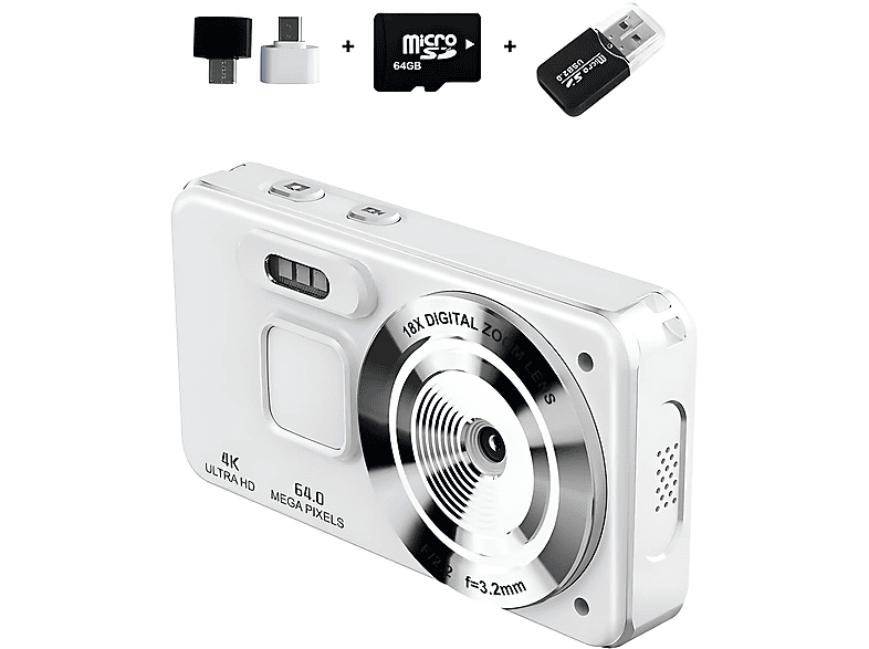 DECOME Tragbare 4K Digitalkamera mit 64MP 2.8 Zoll Bildschirm ...