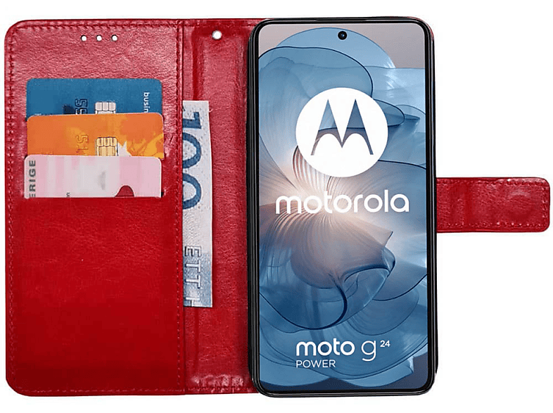 CASEONLINE 3-karten, Bookcover, Motorola, Moto G24, Rot | SATURN