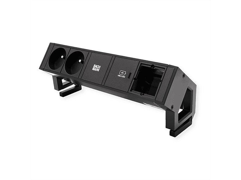 BACHMANN DESK2 2xUTE 1xUSB C 30W 1xCM 0,2m GST18 RAL9005 Aufbau ...