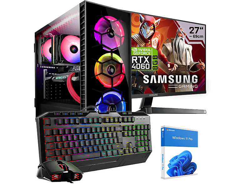 KRAFTPC Komplett-Set 4500, Gaming PC mit AMD Ryzen™ 5, 32 GB RAM, 1000 ...