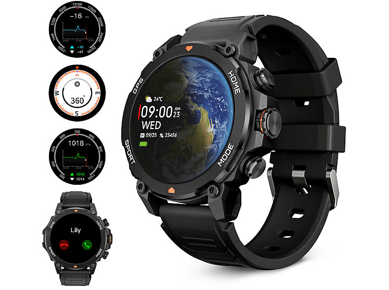 Smartwatch | KSIX Explorer, 22 mm, Aleación de zinc, Negro | MediaMarkt