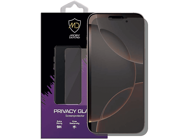 MOBYDEFEND HD Privacy Glass Screensaver Geschikt voor iPhone 16 Pro Max ...