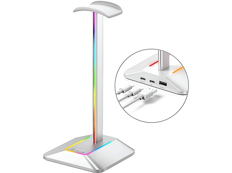 SYNTEK RGB Kopfhörerständer USB-Hub Rutschfeste Stiftung ...