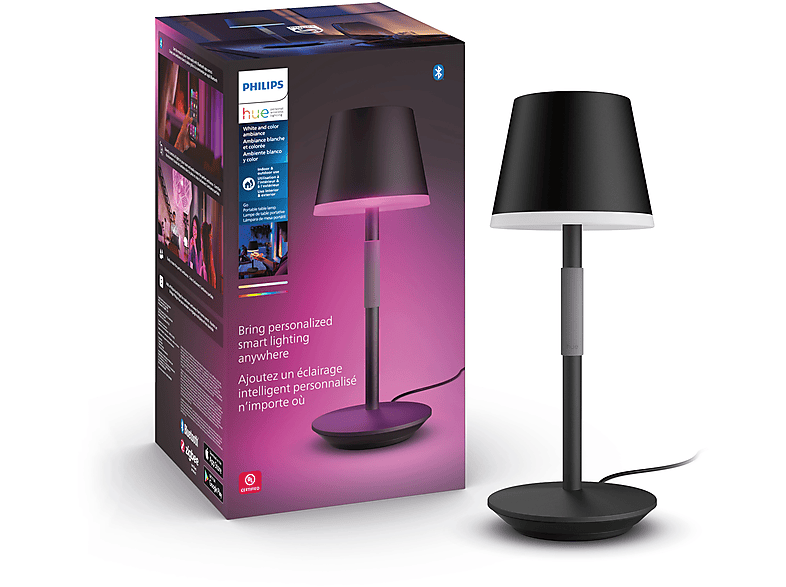 PHILIPS HUE Go Draagbare Tafellamp voor Buiten (Zwart) Wit en Gekleurd ...