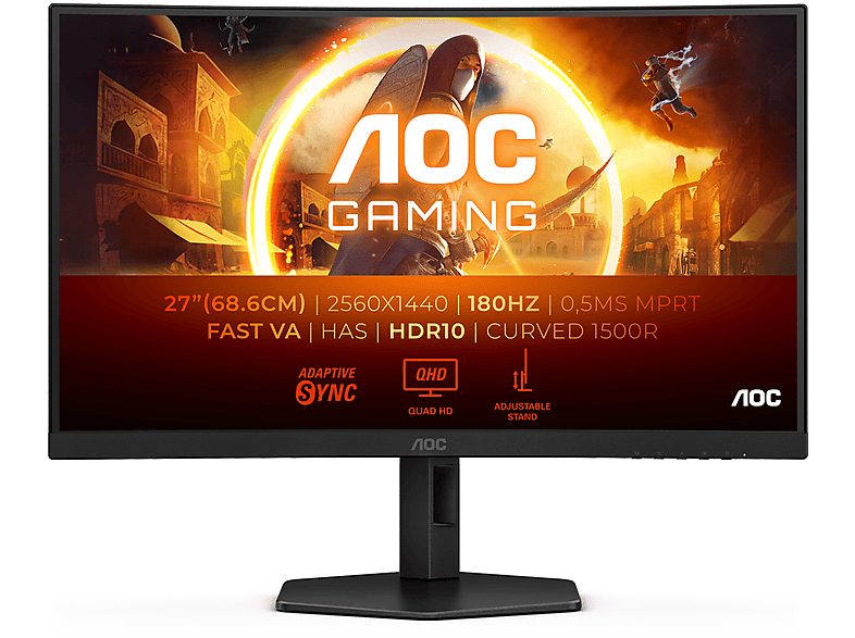 Monitor gaming | AOC CQ27G4X, 27 ", QHD, 0,5 ms, 180 Hz, Negro | MediaMarkt
