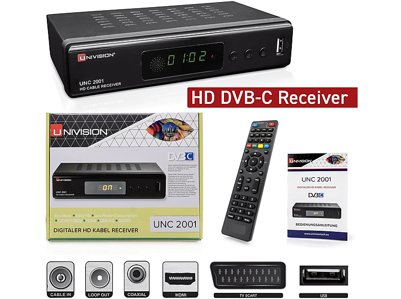 UNIVISION UNC2001 Kabelreceiver (HDTV, PVR-Funktion=optional, DVB-C ...