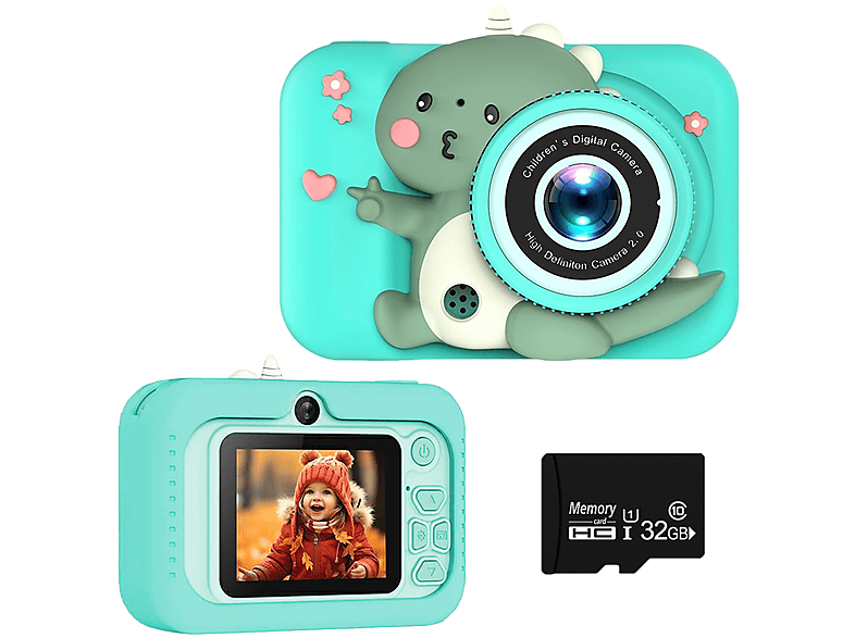 KINSI Q6 Dragon 2,0" IPS-Digitalkamera 32GB Kinderkamera Dinosaurier ...