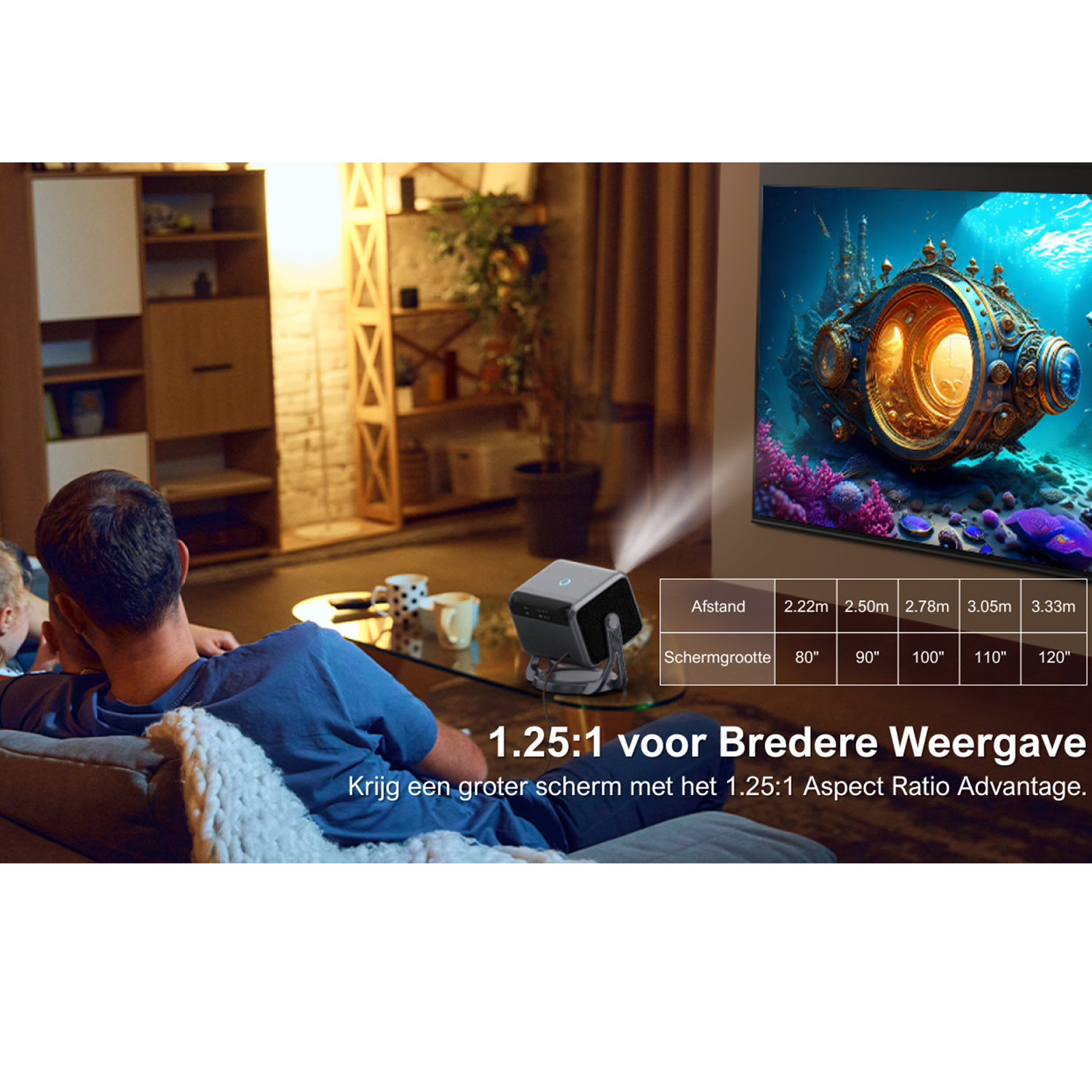 ULTIMEA Nova C40 Smart Beamer met Android TV 11.0, 5G WiFi Beamer Zwart ...