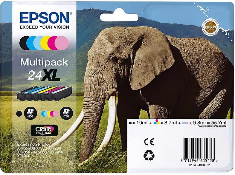 EPSON Cartuccia Elephant Multipack 6-colours 24XL Claria Photo HD Ink ...