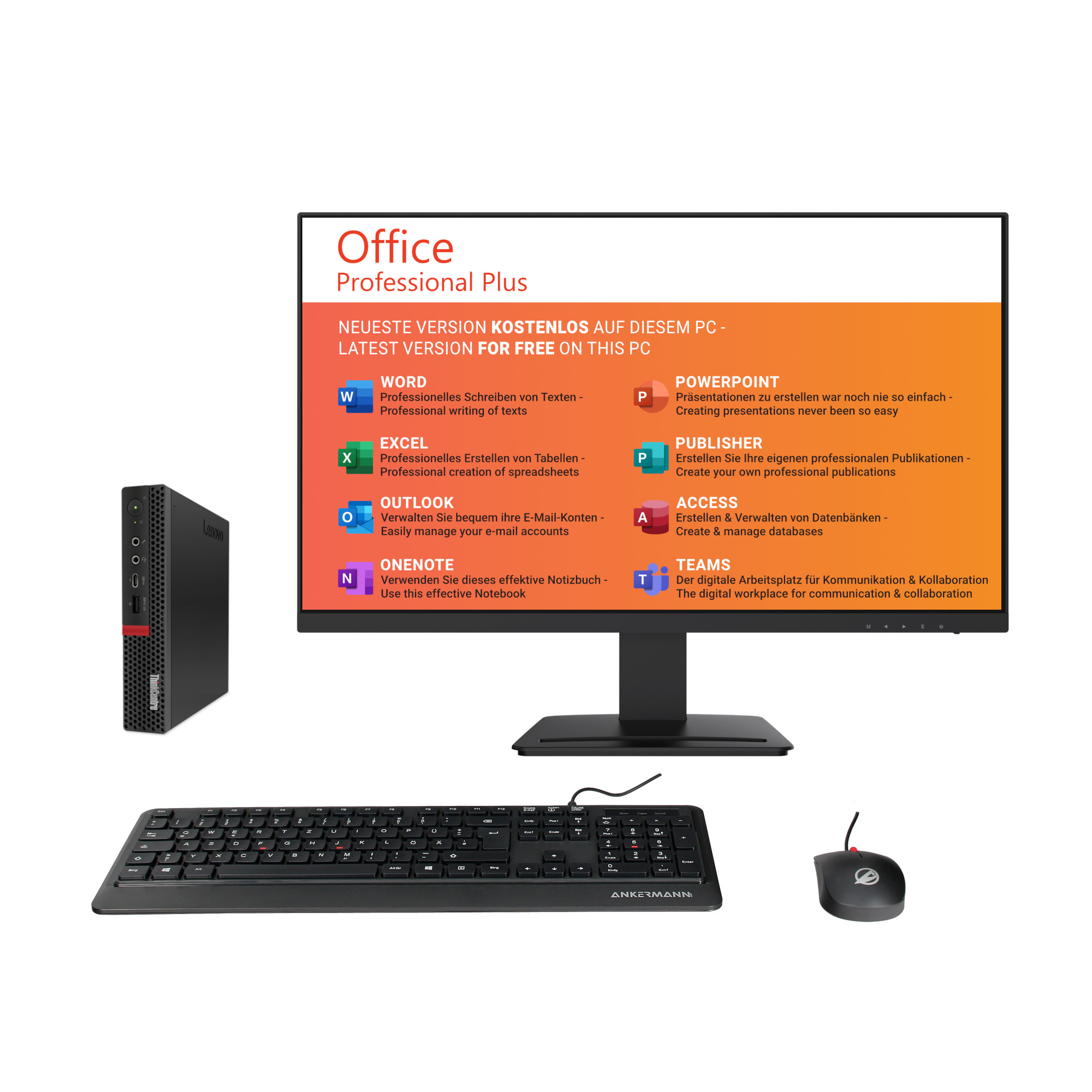 LENOVO MINI DESKTOP ThinkCentre M720q Mini PC Komplett-Set, Intel ...