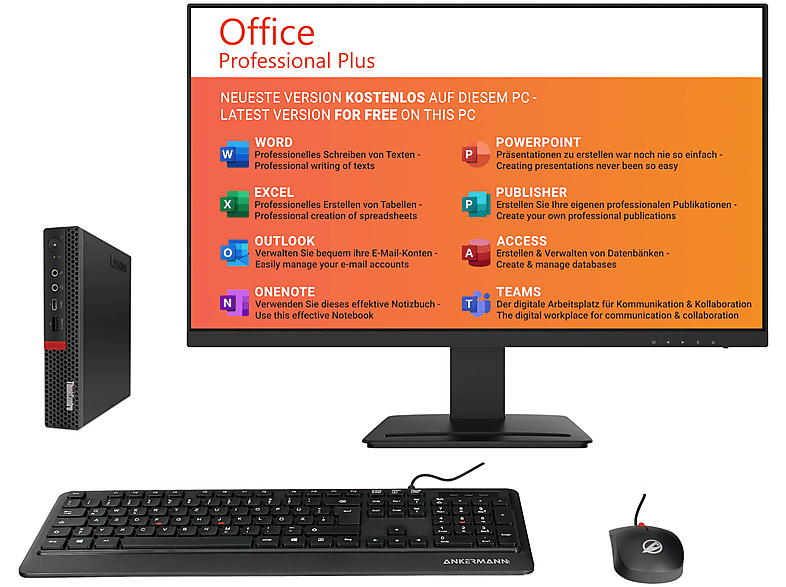 LENOVO MINI DESKTOP ThinkCentre M720q Mini PC Komplett-Set, Intel ...