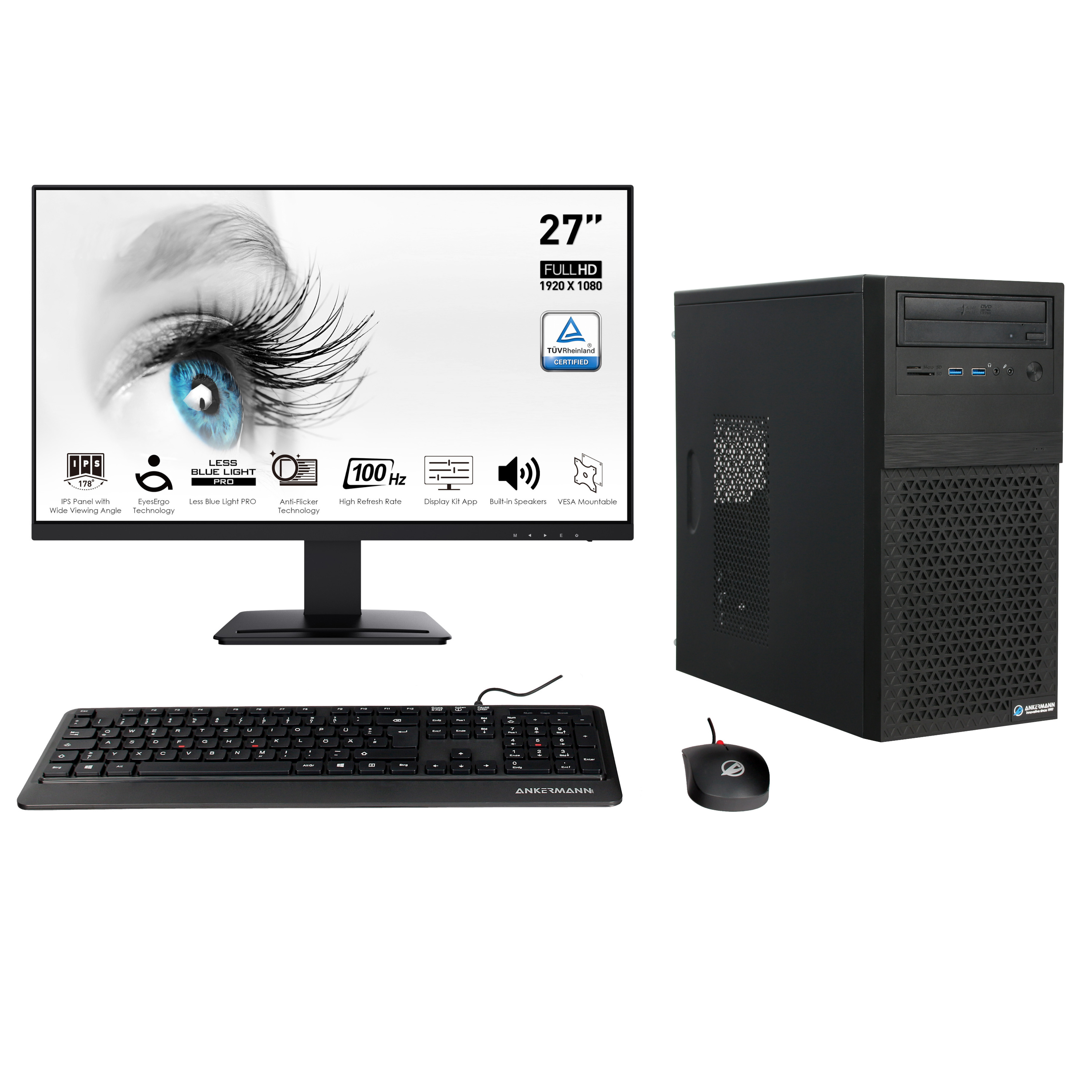 ANKERMANN-PC Office komplett PC Büro, PC Komplettsystem mit Intel® Core ...