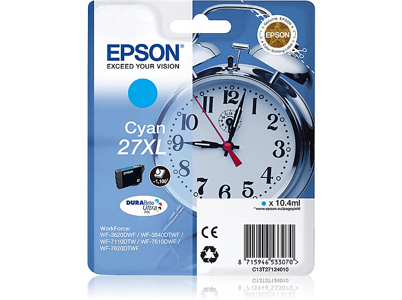 ORIGINALE EPSON Alarm Clock 27Xl Durabrite Ultra 1 Pz Ciano | MediaWorld.it