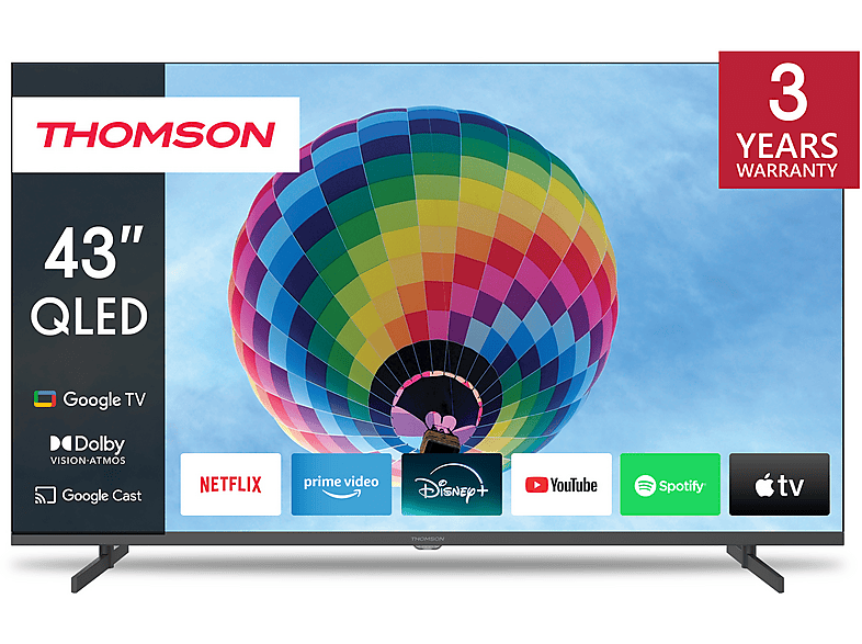 TV QLED 43" | THOMSON Smart TV 43" QLED Google TV, UHD 4K, CA75x2&1.3GHz + CA55x2&1.15GHz, Smart ...