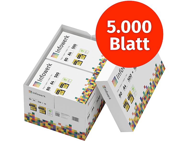 INFOWERK 10 x 500 Blatt 80 g Premium Weiß PEFC Druckerpapier ...