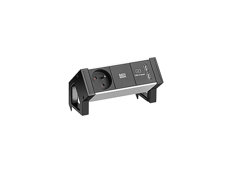 BACHMANN DESK2 ALU BLACK 1xUTE 1xUSB Charger 0,2m GST18 Aufbau ...