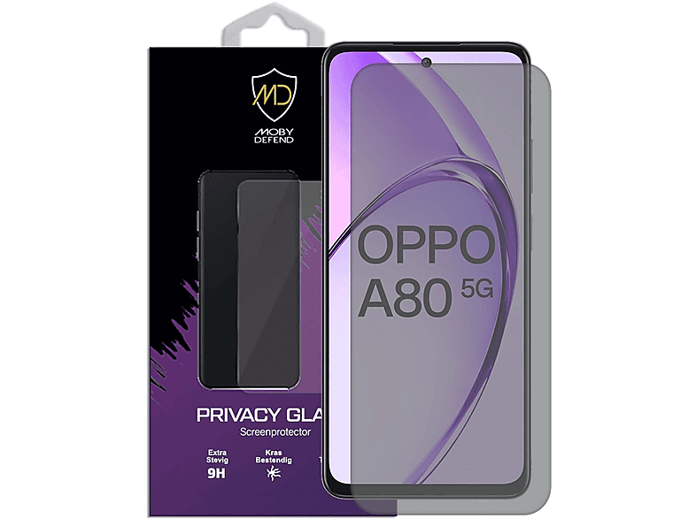MOBYDEFEND HD Privacy Glass Screensaver Geschikt voor Oppo A80 5G ...