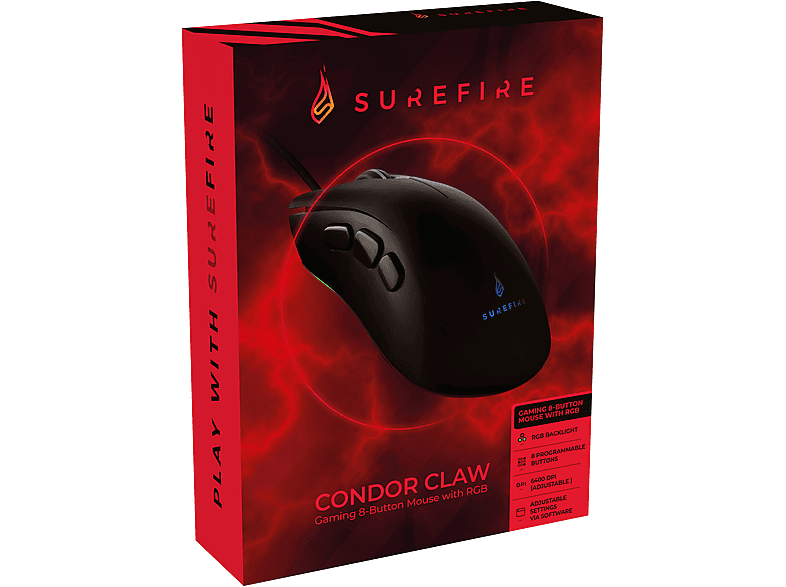Ratón Gaming | SUREFIRE Condor Claw, USB Typ-A, 6400 ppp, Negro ...