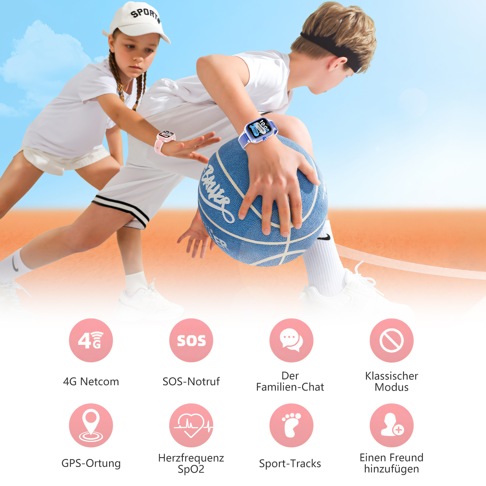 RAYOFI K2 AMOLED Kinder Uhr mit 5MP Kamera, SMS, SOS Kinder Smartwatch ...