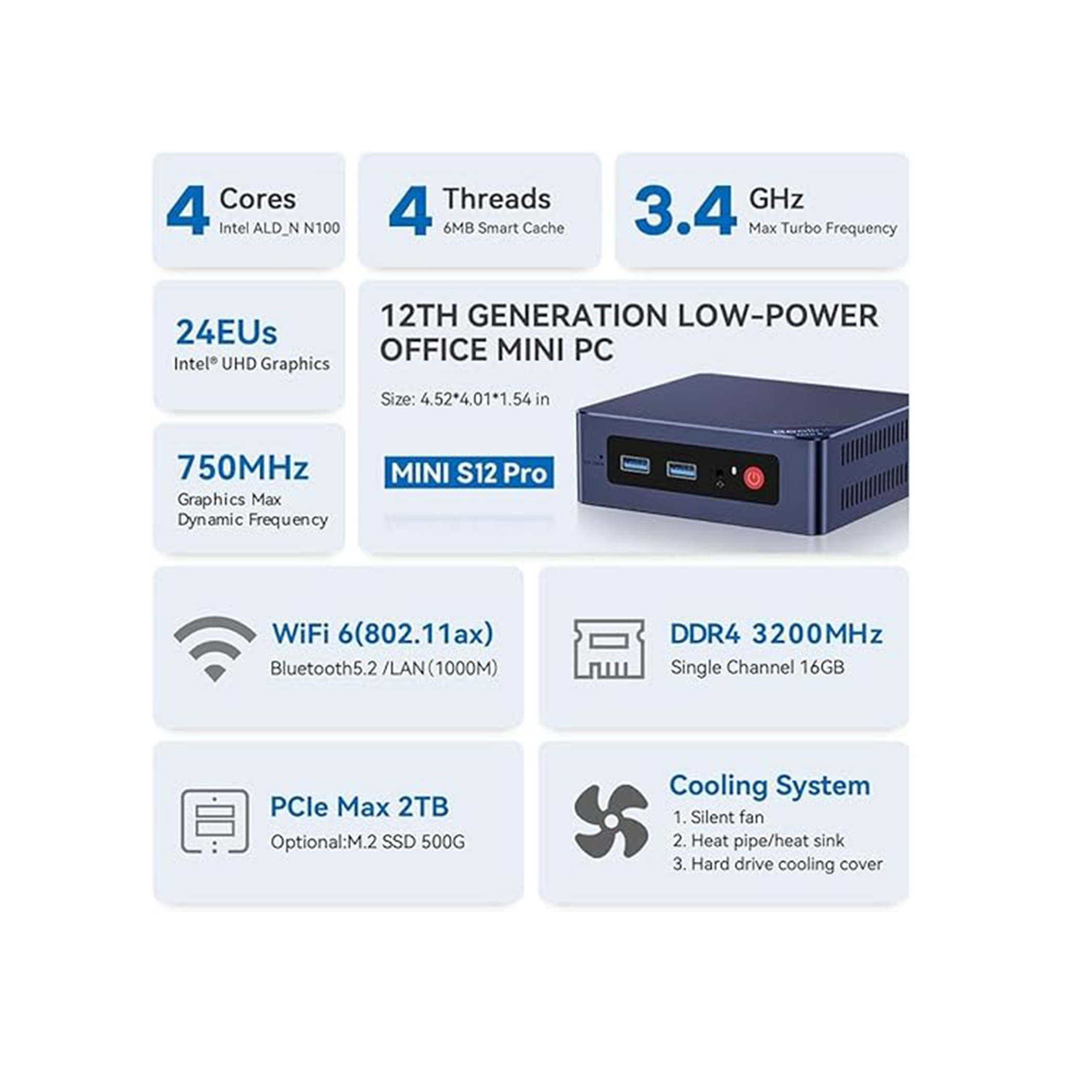 Beelink Mini S12 Pro Mini PC | Intel® Celeron® - 16 GB - 512 GB - UHD ...