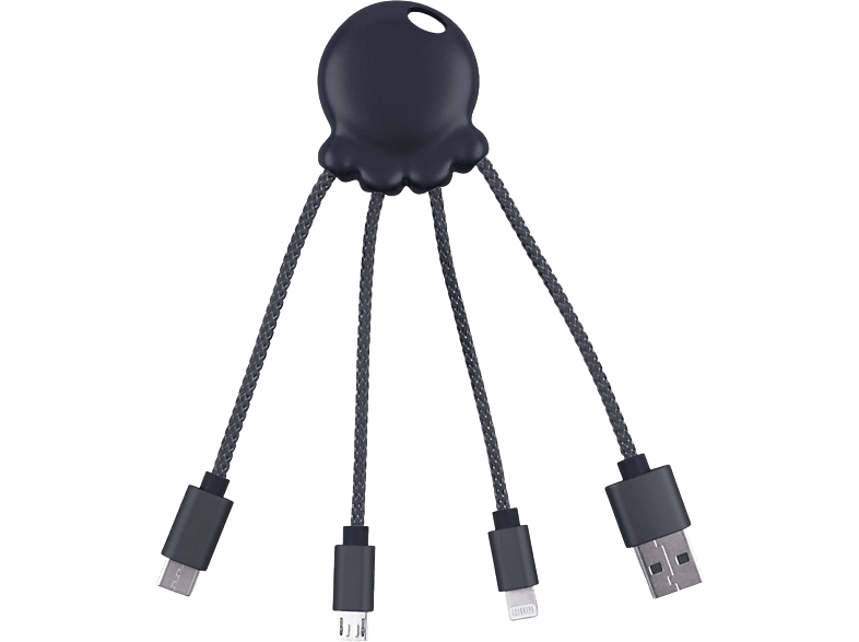 XOOPAR Eco-Octopus-kabelset USB/Micro-USB/USB-C/Lightning Metallic ...