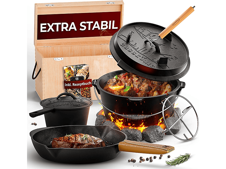 GusskÖnig Set 8 Teilig Topf Set Inkl Rezeptbuch Dutch Oven Gusseisen Saturn