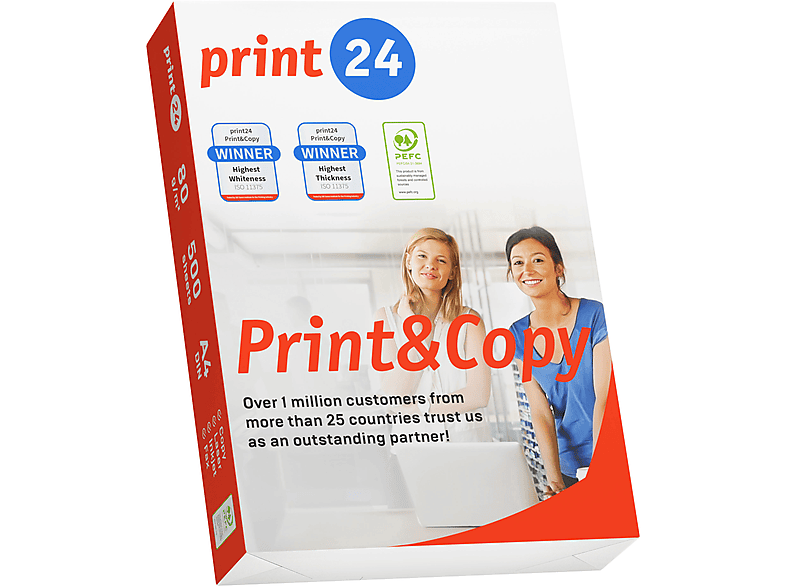 PRINT24 1 x 500 Blatt 80 g Premium Weiß PEFC drucken & kopieren A4 500 ...