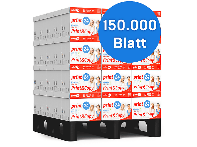 PRINT24 60 x 2500 Blatt 80 g Premium Weiß PEFC Druckerpapier ...
