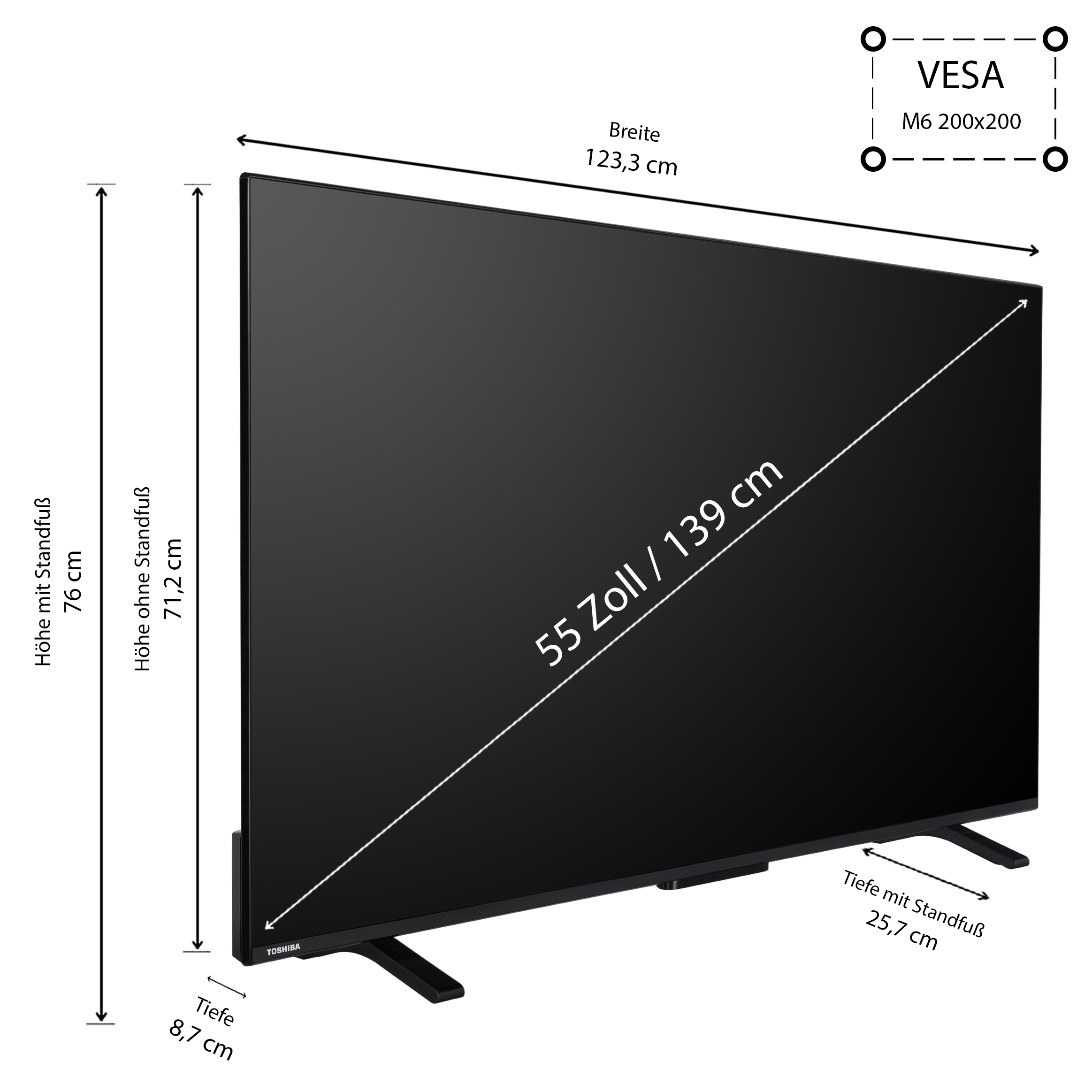 TOSHIBA 55UV2363DAN LED TV (Flat, 55 Zoll / 139,70 cm, UHD 4K, SMART TV ...