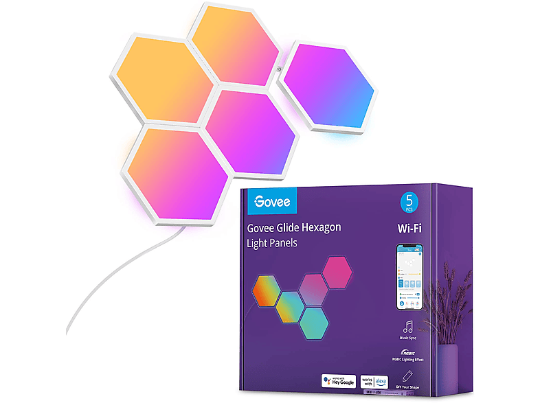 GOVEE Glide Hexa Light Panels B6061 5 Stück LED-Panel Weiß | MediaMarkt