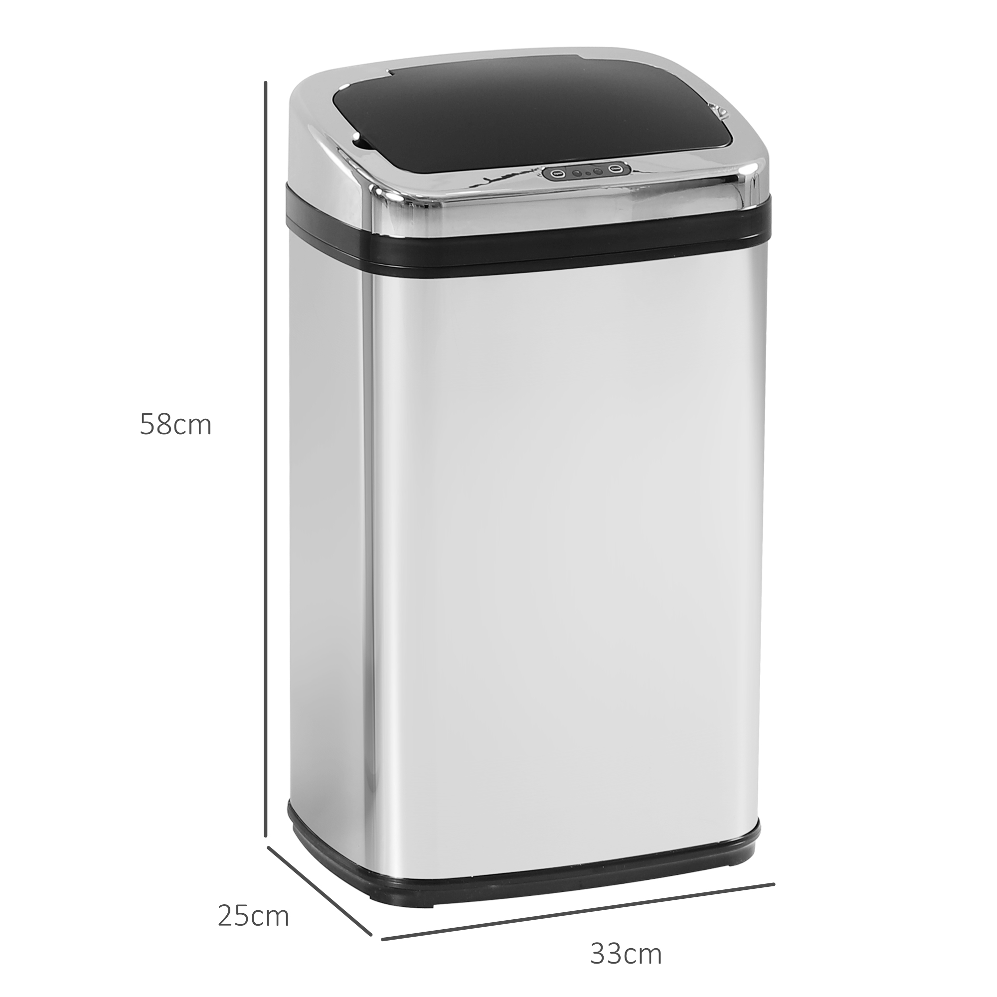 PATTUMIERA HOMCOM Bidone In acciaio inox con sensore elettronico di ...