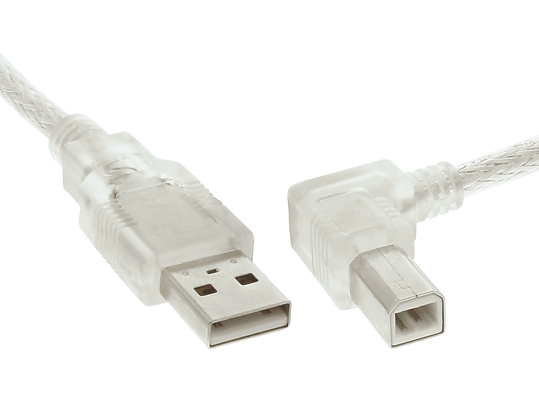 INLINE InLine® USB 2.0 Kabel, A an B rechts abgewinkelt, transparent ...