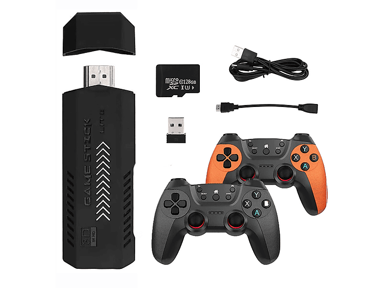 NAXSIR 2 Stk. Gamepad 128GB 41000 Spiele Controller Schwarz + Orange ...