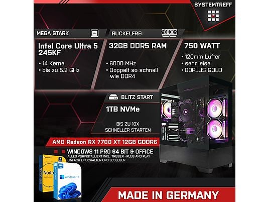 SYSTEMTREFF Pro Gamer Gaming, Komplett PC mit Intel® Core™ Ultra 5 ... SYSTEMTREFF Pro Gamer Gaming, Komplett PC mit Intel® Core™ Ultra 5 ...