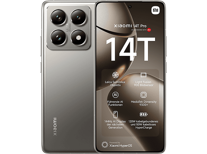 XIAOMI 14T PRO 12+512GB TITAN GRAY 512 GB Titan Gray Dual SIM | MediaMarkt