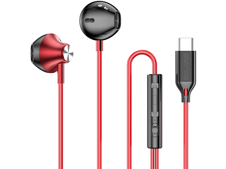 BOLARIS Y069, In-ear Kopfhörer Rot / Schwarz | MediaMarkt