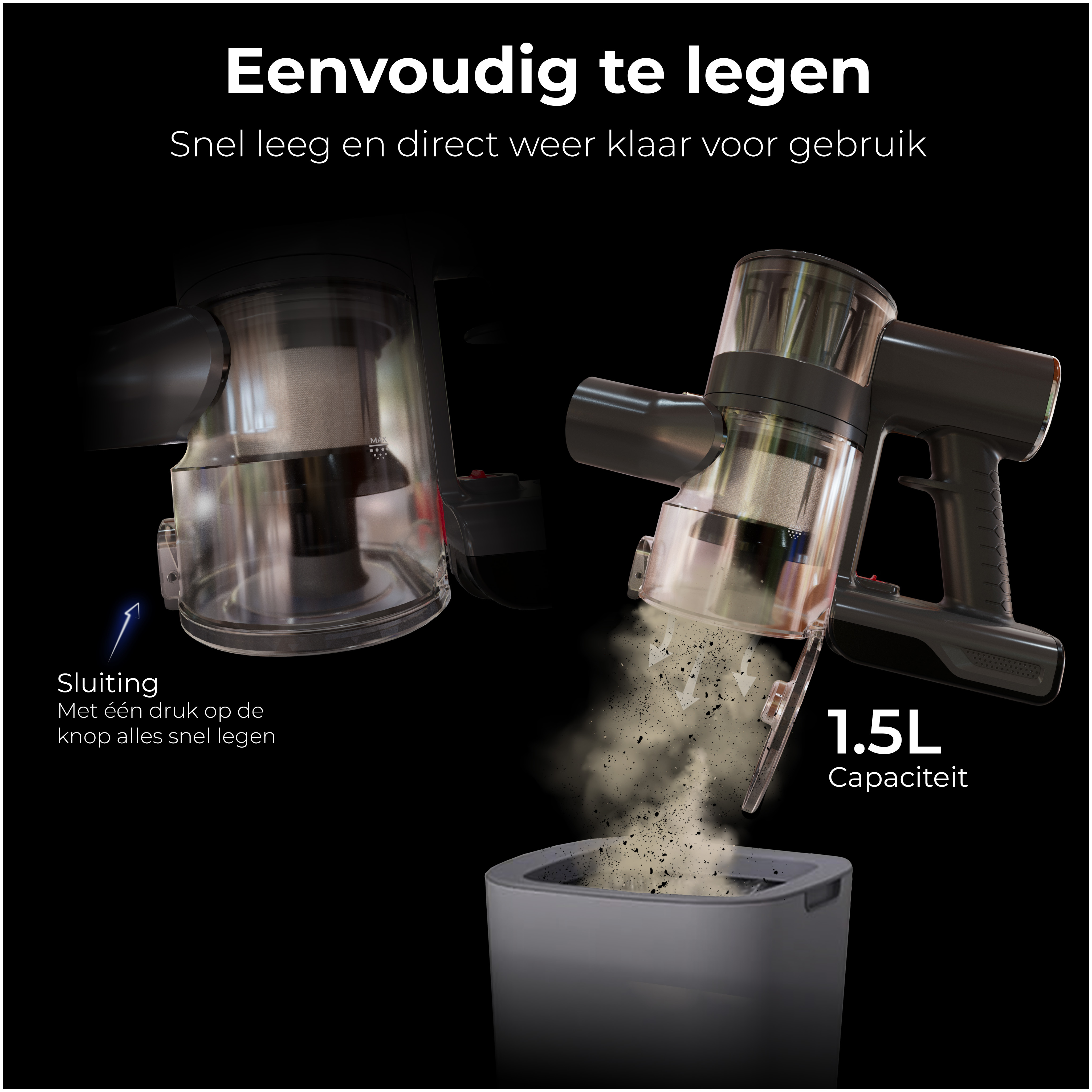 ZEDAR S600 met 4 verschillende opzetstukken Draadloze Steelstofzuiger ...