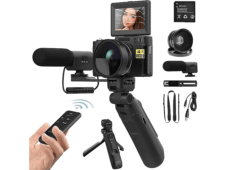 LINGDA Vlogging-Kamera mit 16-fachem Digitalzoom Kinderkamera Schwarz ...