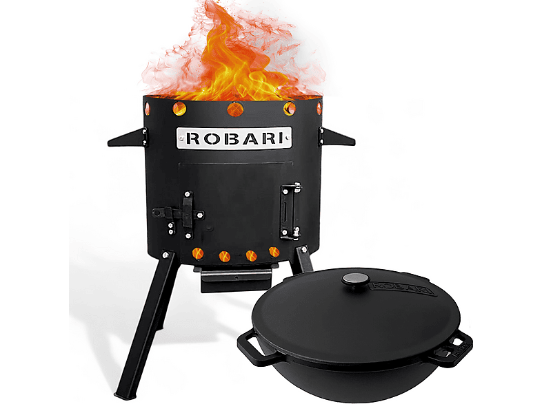 ROBARI Set mit Kasan 12 L aus Gusseisen Feuerofen, schwarz | SATURN