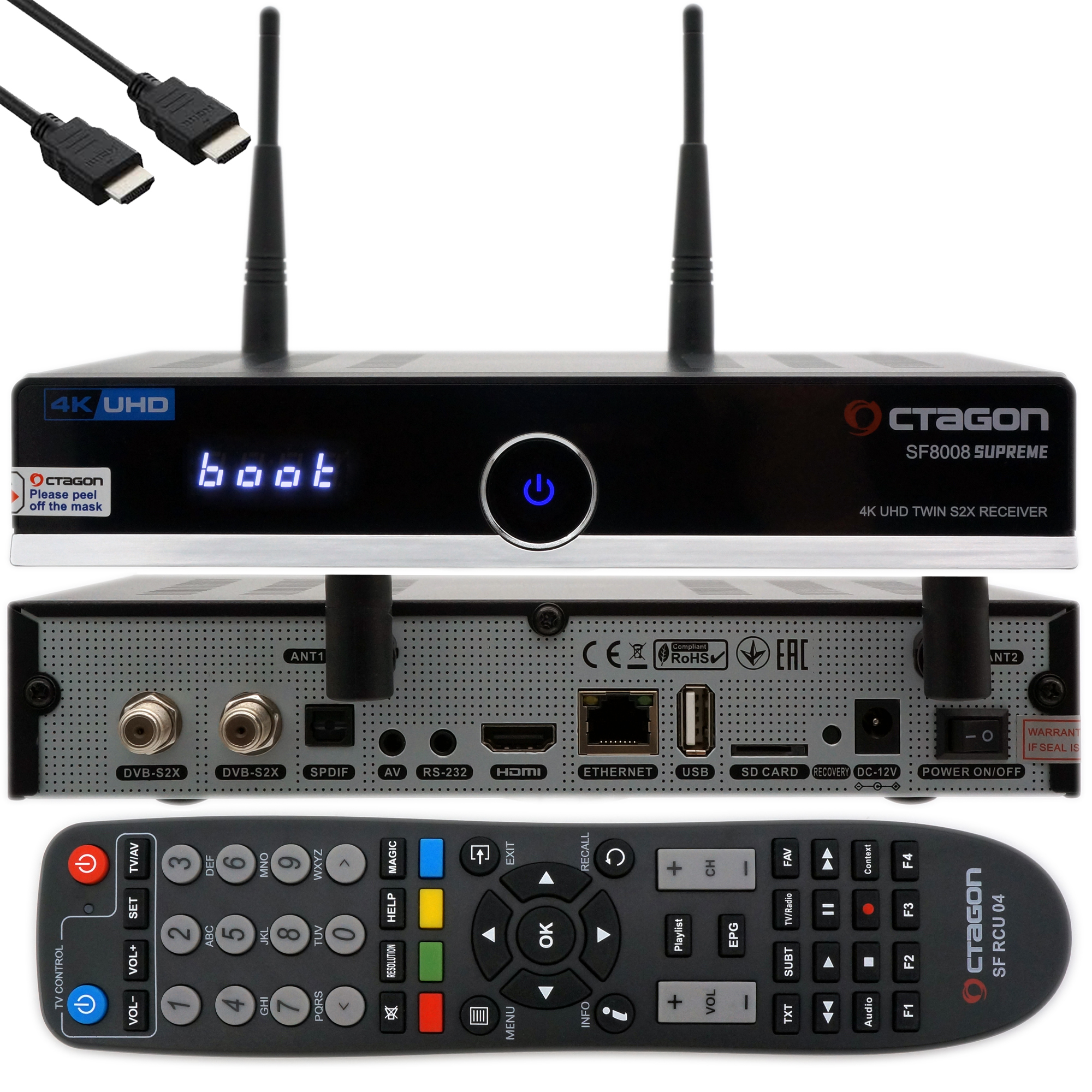 OCTAGON SF8008 4K TWIN SUPREME V3 E2 Receiver + 1TB M2 SSD 4K UHD Sat ...