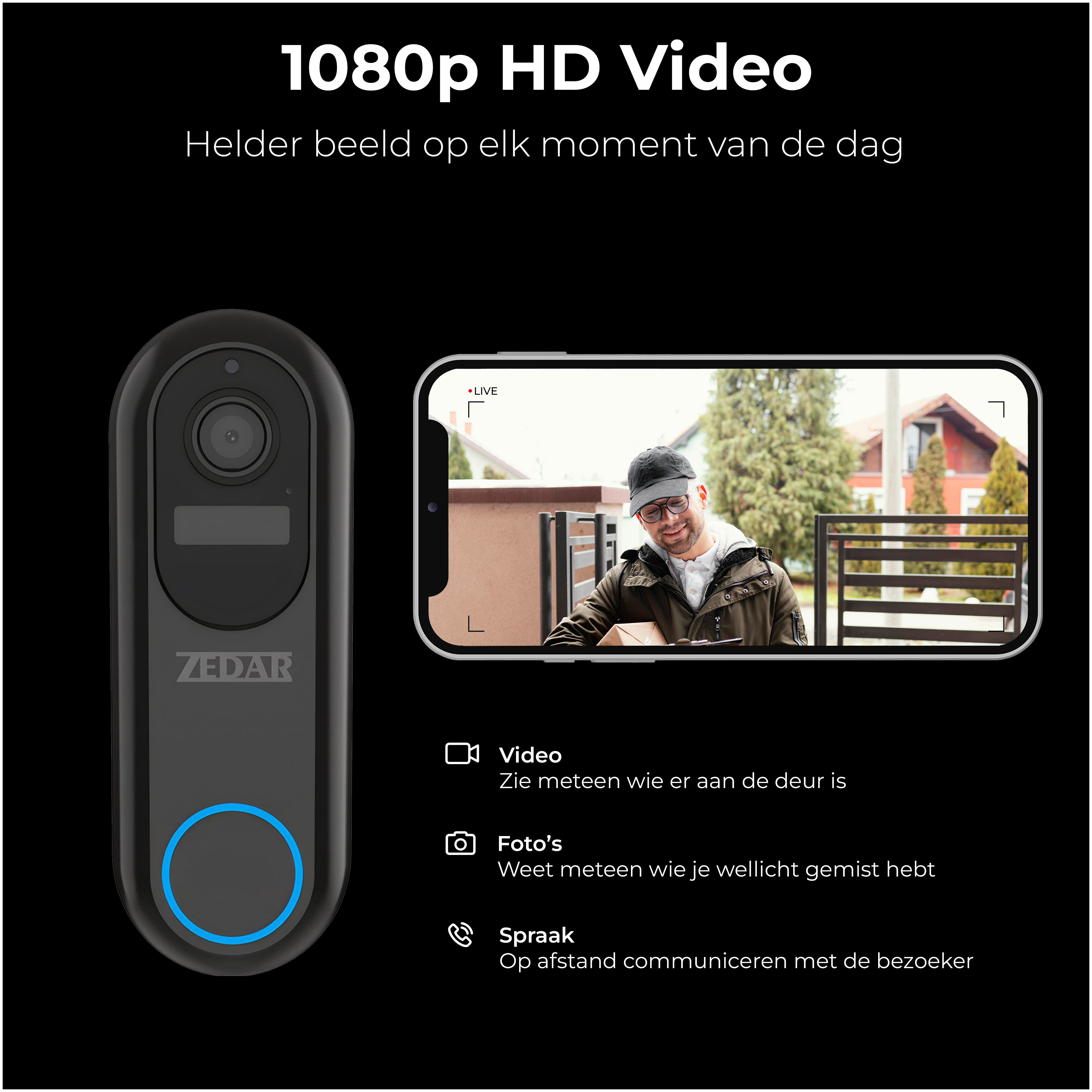 ZEDAR V600 Deurbel zwart | MediaMarkt