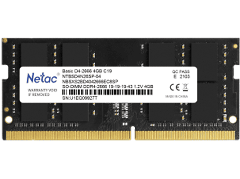 MEMORIA RAM NETAC Basic SO DDR4-2666 4GB | MediaWorld.it