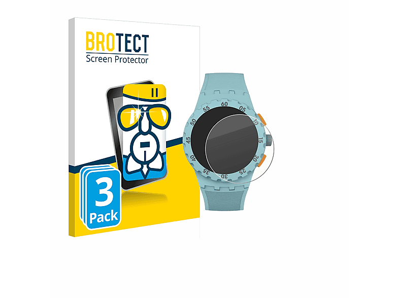 BROTECT 3x klare Panzer Glas Schutzfolie (für Swatch New Chrono Plastic ...
