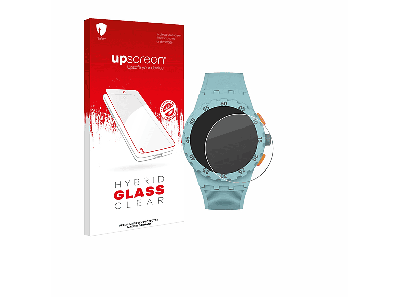 UPSCREEN klare Panzer Glas Schutzfolie (für Swatch New Chrono Plastic ...