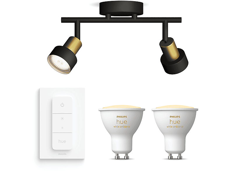 PHILIPS HUE Conduit Spot en saillie avec 2 points lumineux GU10 (or ...