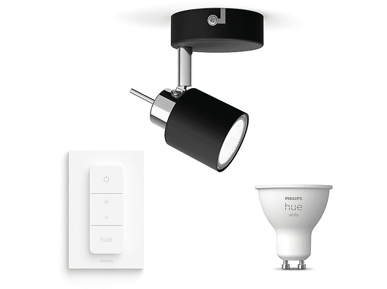 PHILIPS HUE Meranti Opbouwspot met 1 Lichtpunt GU10 (Zwart) Warmwit ...