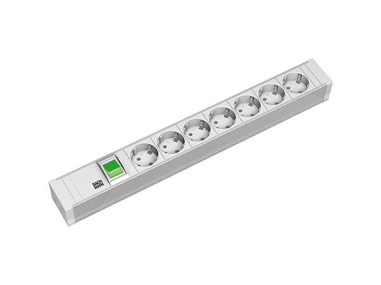 BACHMANN 19" PVC 7xCEE7/3 1xschakelaar voeding 2,0m CEE7/7 IT ...