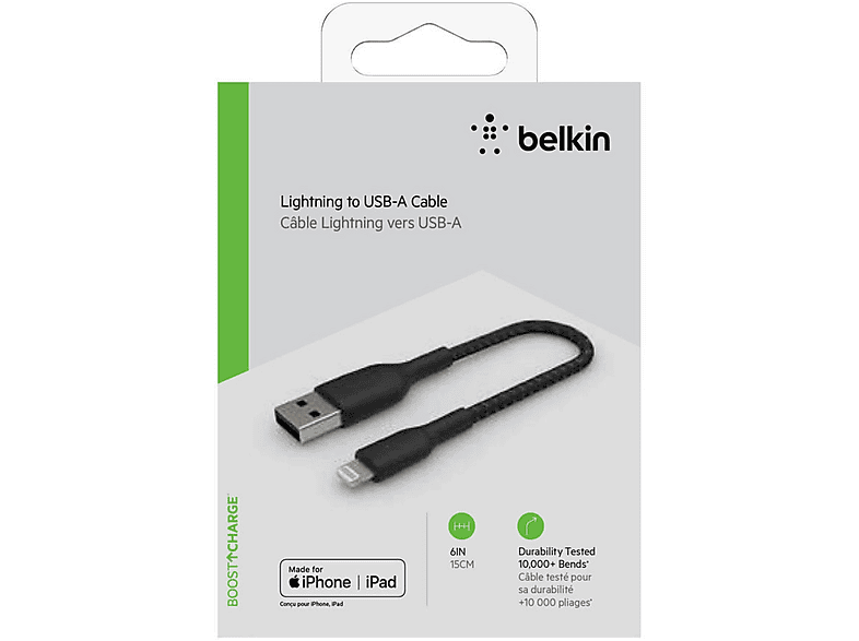BELKIN CAA002BT0MBK LIGHT./USB-A LADE/SYNC NYLON 15CM Kabel | MediaMarkt