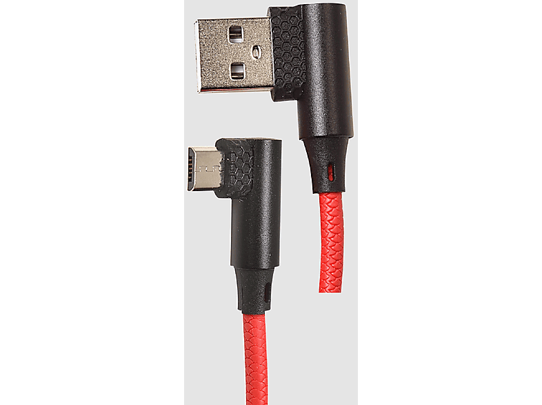 HEITECH USB-A auf USB Micro B 90° Winkelstecker, Ladekabel, Rot | MediaMarkt